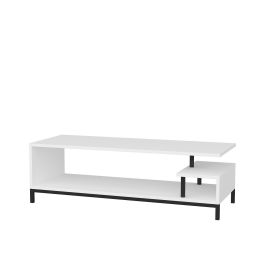 Meuble Tv design Kyrisa L120cm Métal Noir et Bois Blanc